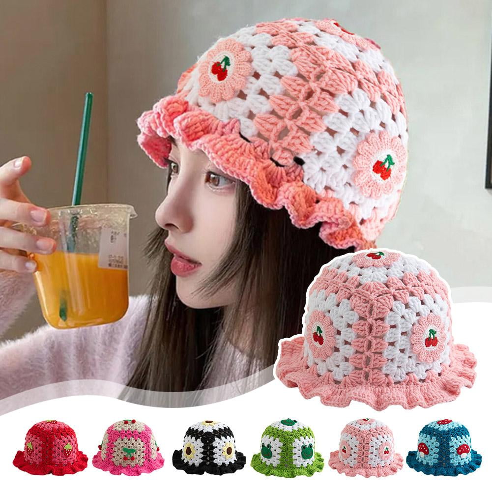 Green and white frog style new Japanese cute sweet fresh hand-knitted ...