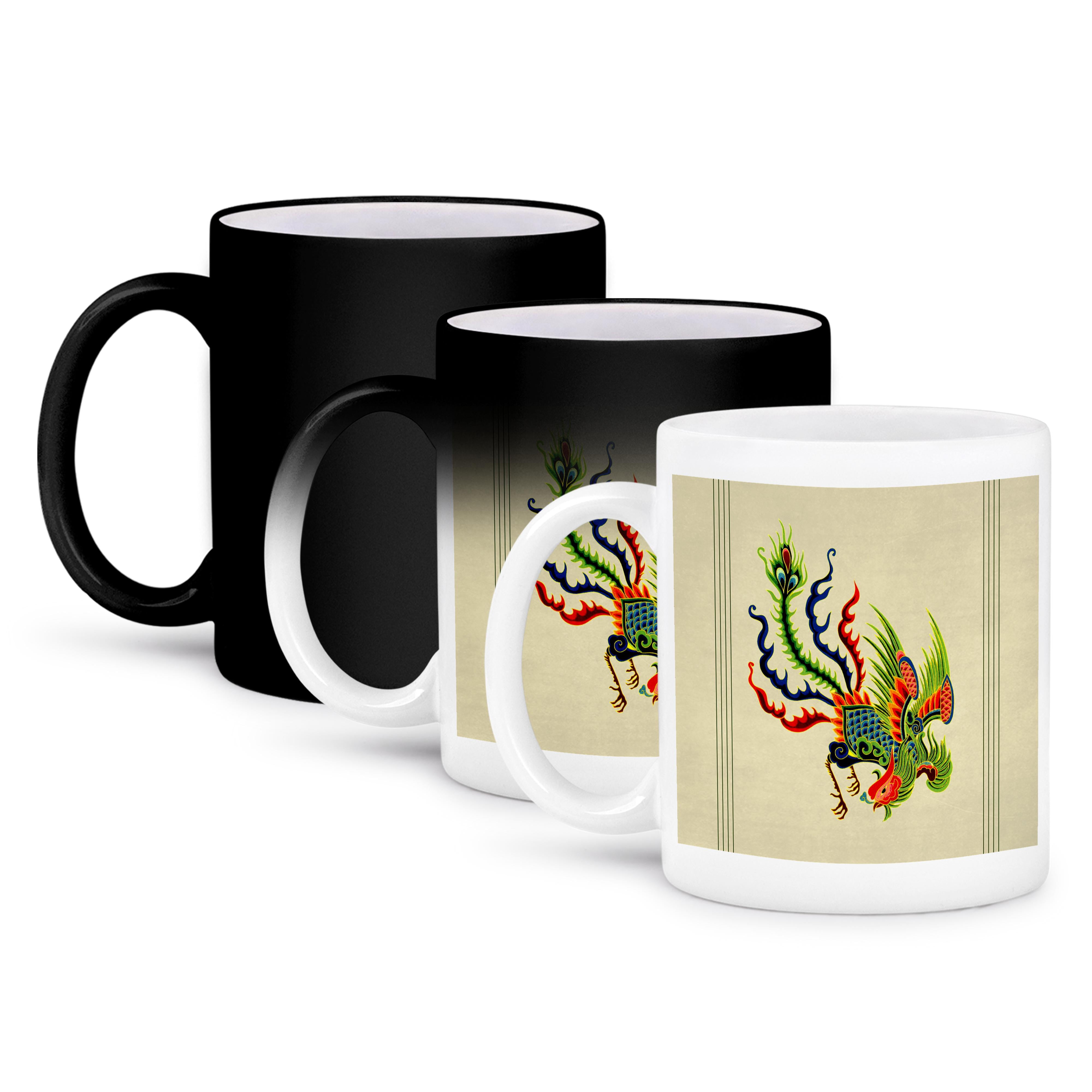 3dRose, Green, blue and red swooping Chinese rooster with cream ...