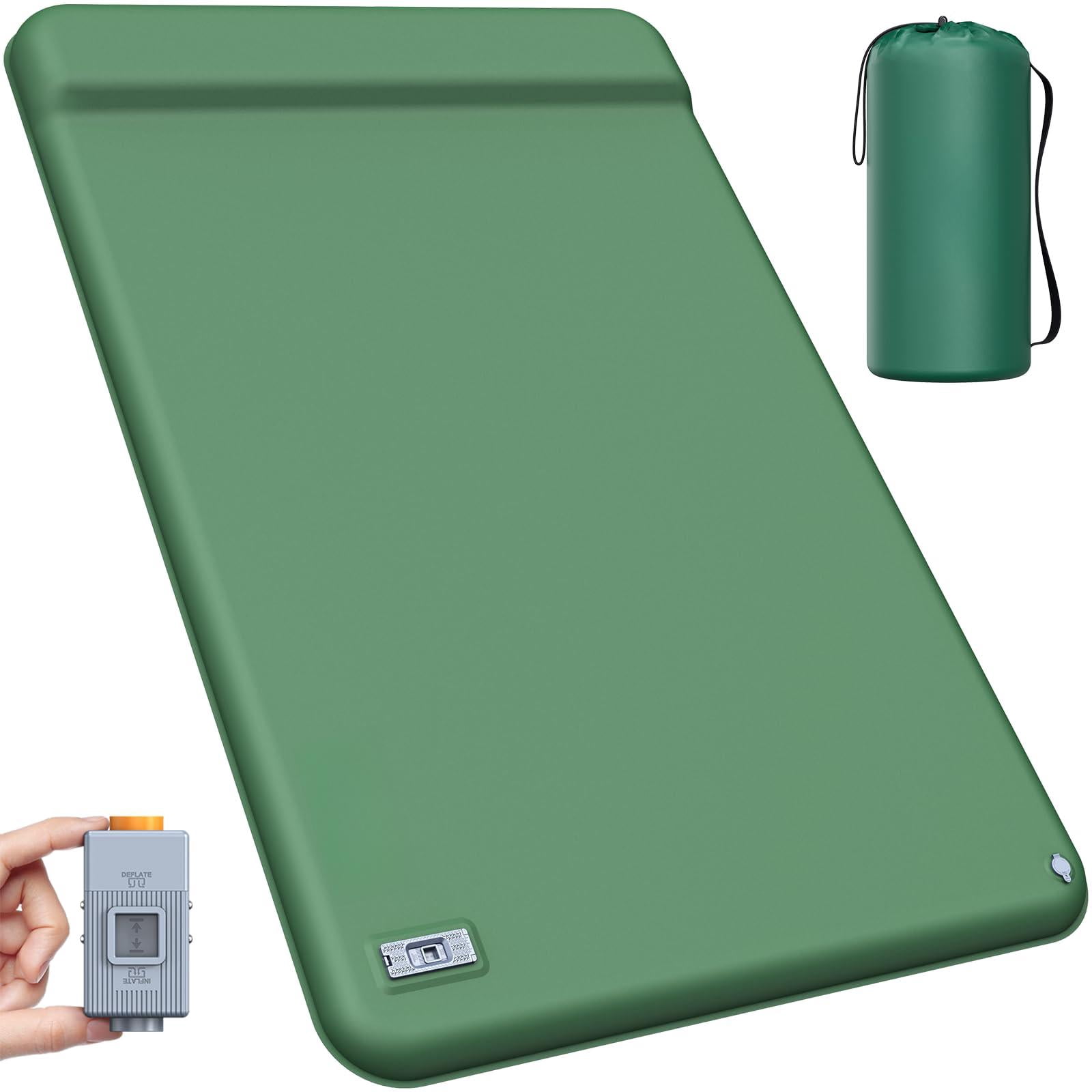 Green-double 2 Person Camping Sleeping Pad with Electric Pump, 3 Inch ...