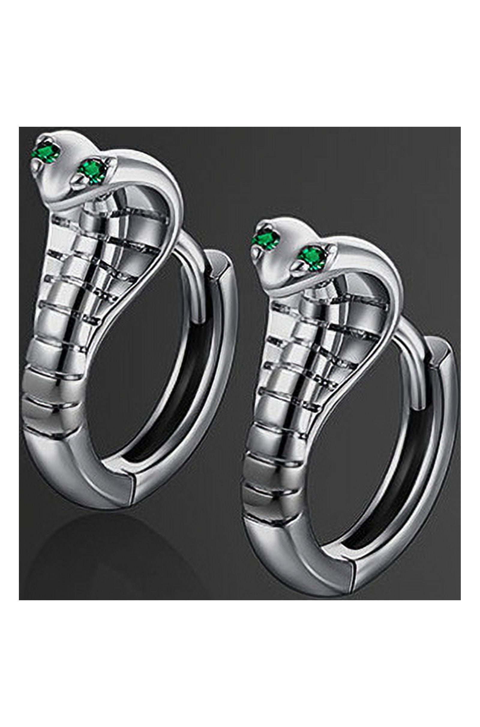 Green eyes Snake ear buckle punk hip Hop black diamond cobra ear loop ...