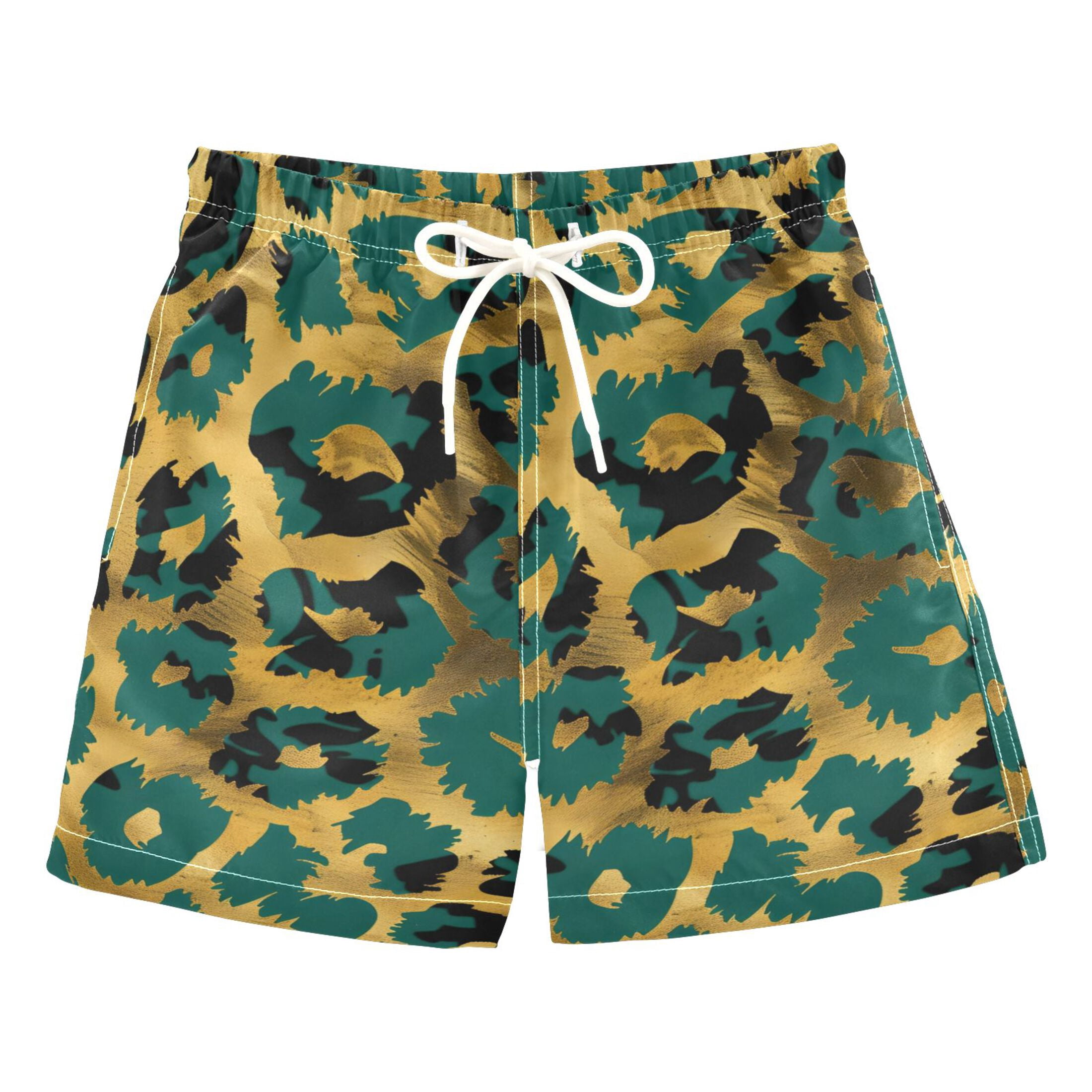 Green-gold Leopard Skin Boys' Swim Trunks Board Shorts Beach Pants ...