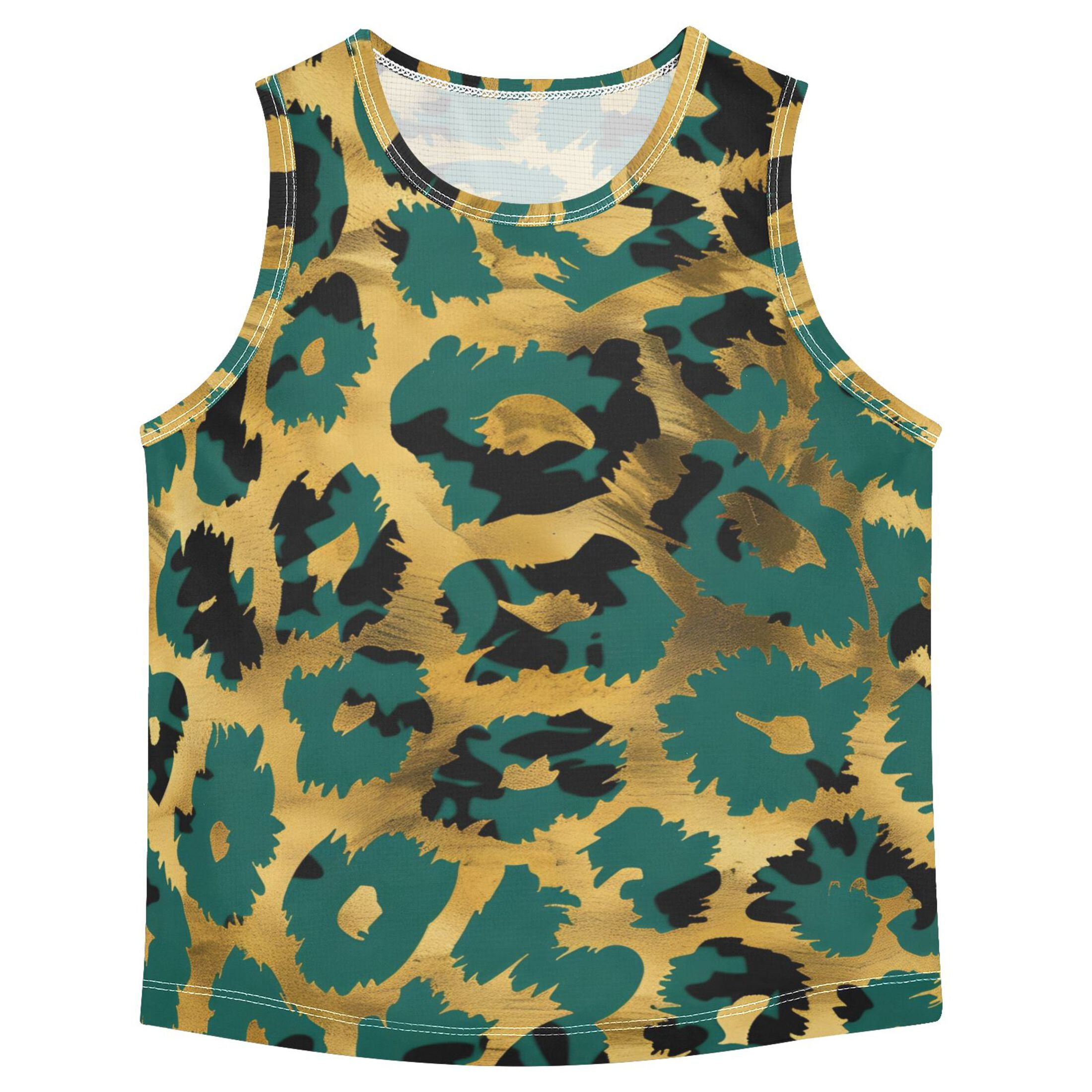 Green-gold Leopard Skin Boys' Vest Undershirt Tank Top Sleeveless Quick ...