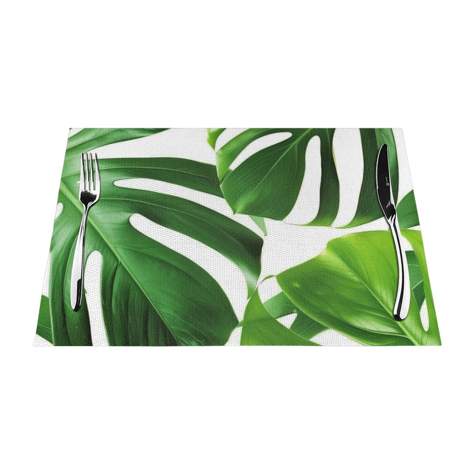 Green monstera leaves pattern on background Table mat can be wiped ...
