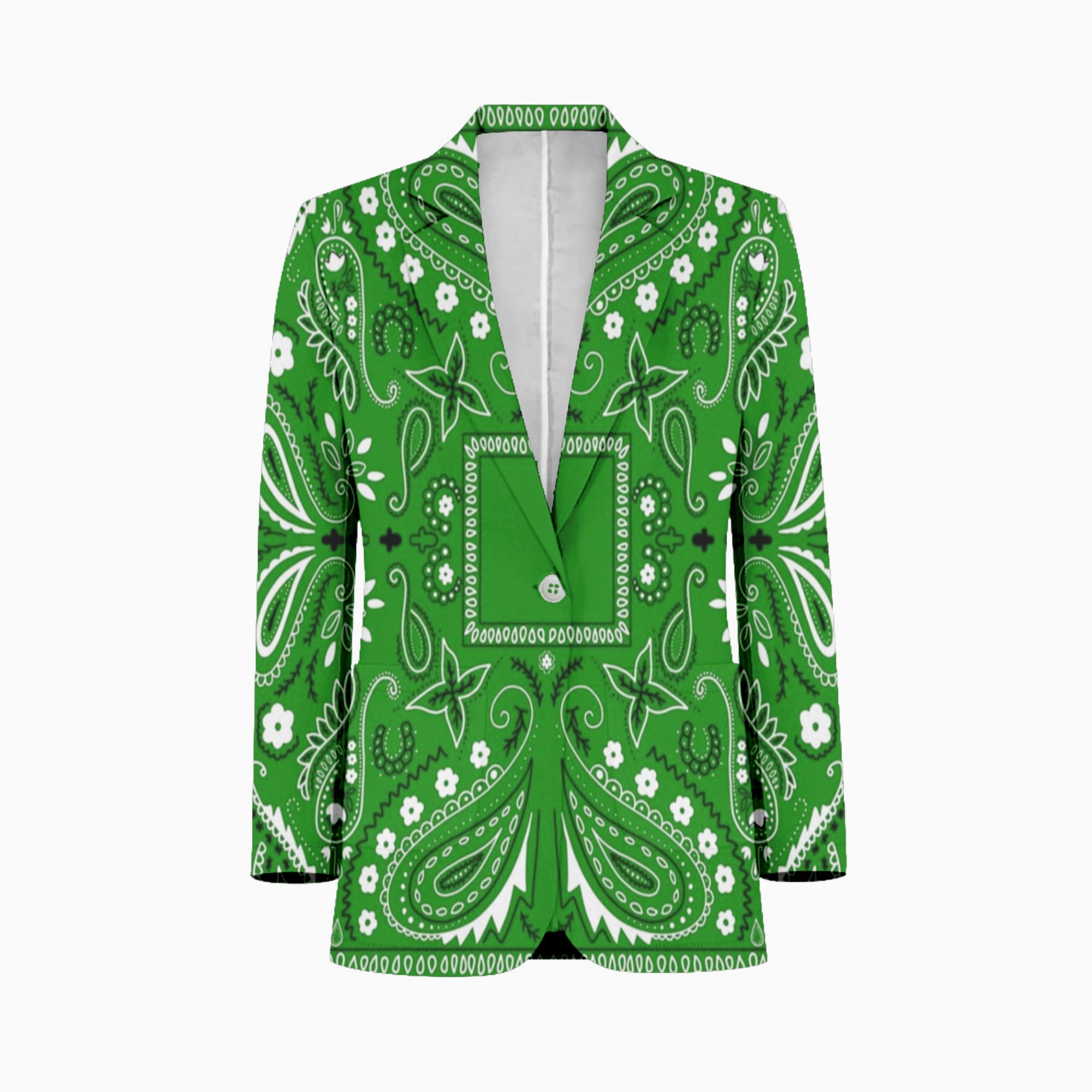 Green paisley bandana pattern 1 Mens Suits Shawl Collar Slim Fit Suit ...