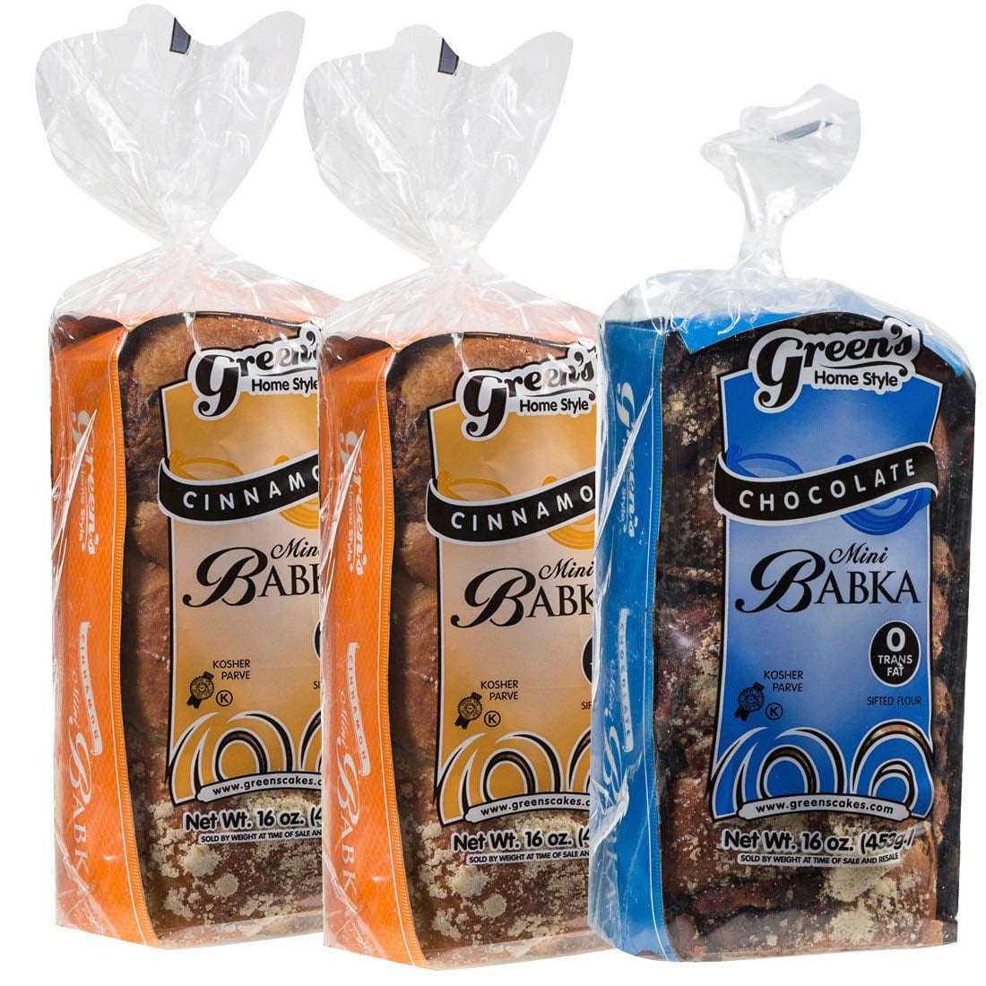 Green's Bakery (1) Chocolate and (2) Cinnamon Babka Cakes, 3 Pack 16 oz ...