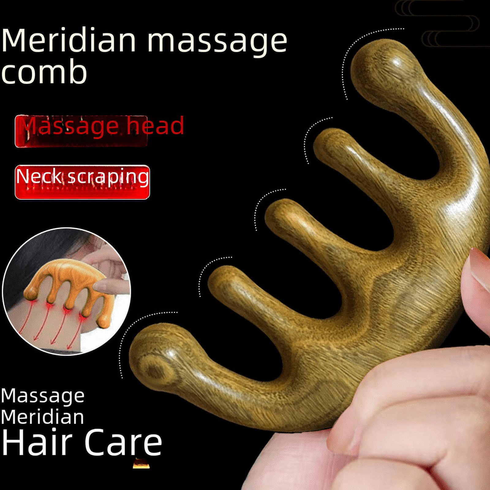 Green sandalwood massage comb Meridian comb massage scalp sandalwood ...