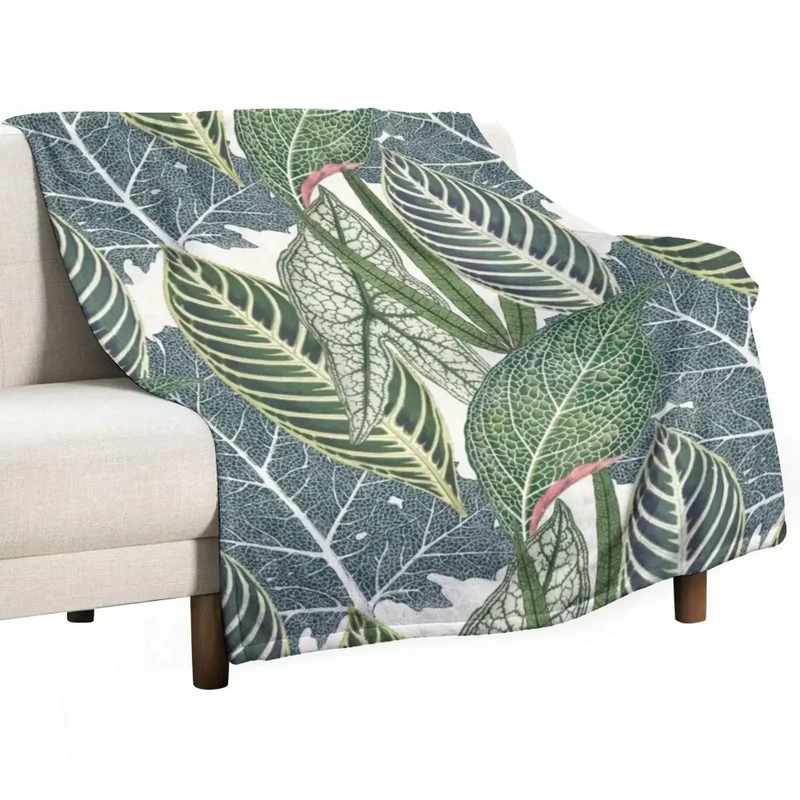 Green tropical leaves VI Throw Blanket Thermal Polar Luxury Designer ...