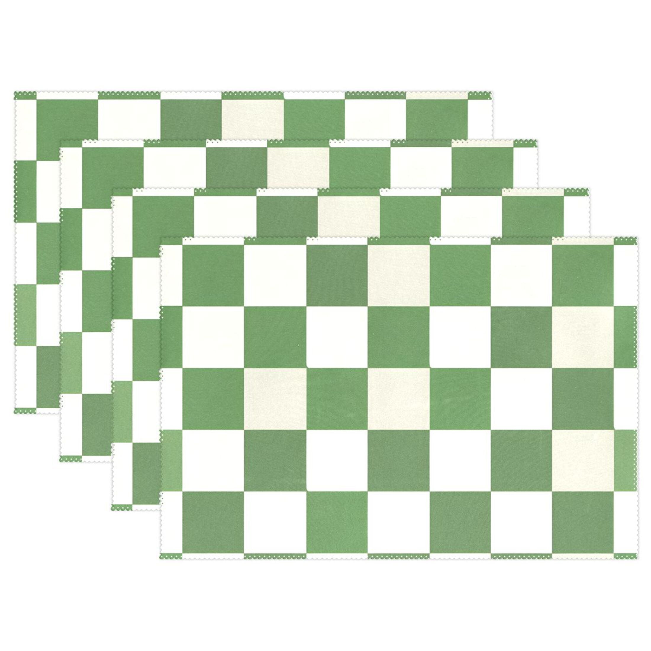 Green-white Plaid Table Mat Rectangle Placemat Protect Table Top for ...