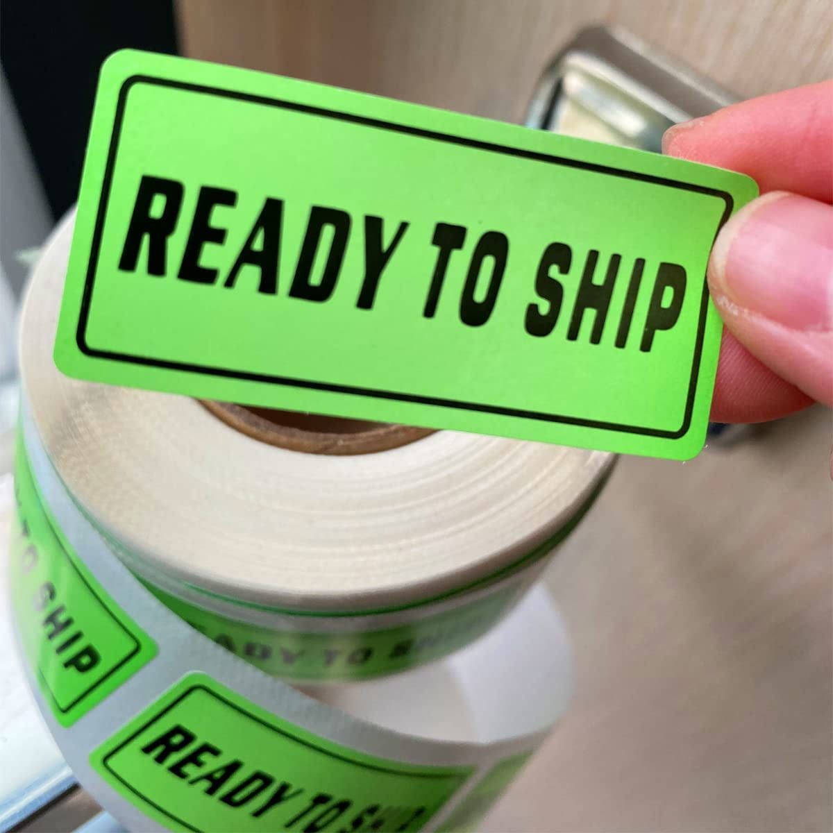Green with Black "Ready to Ship" Label Stickers for Packing Mailing ...