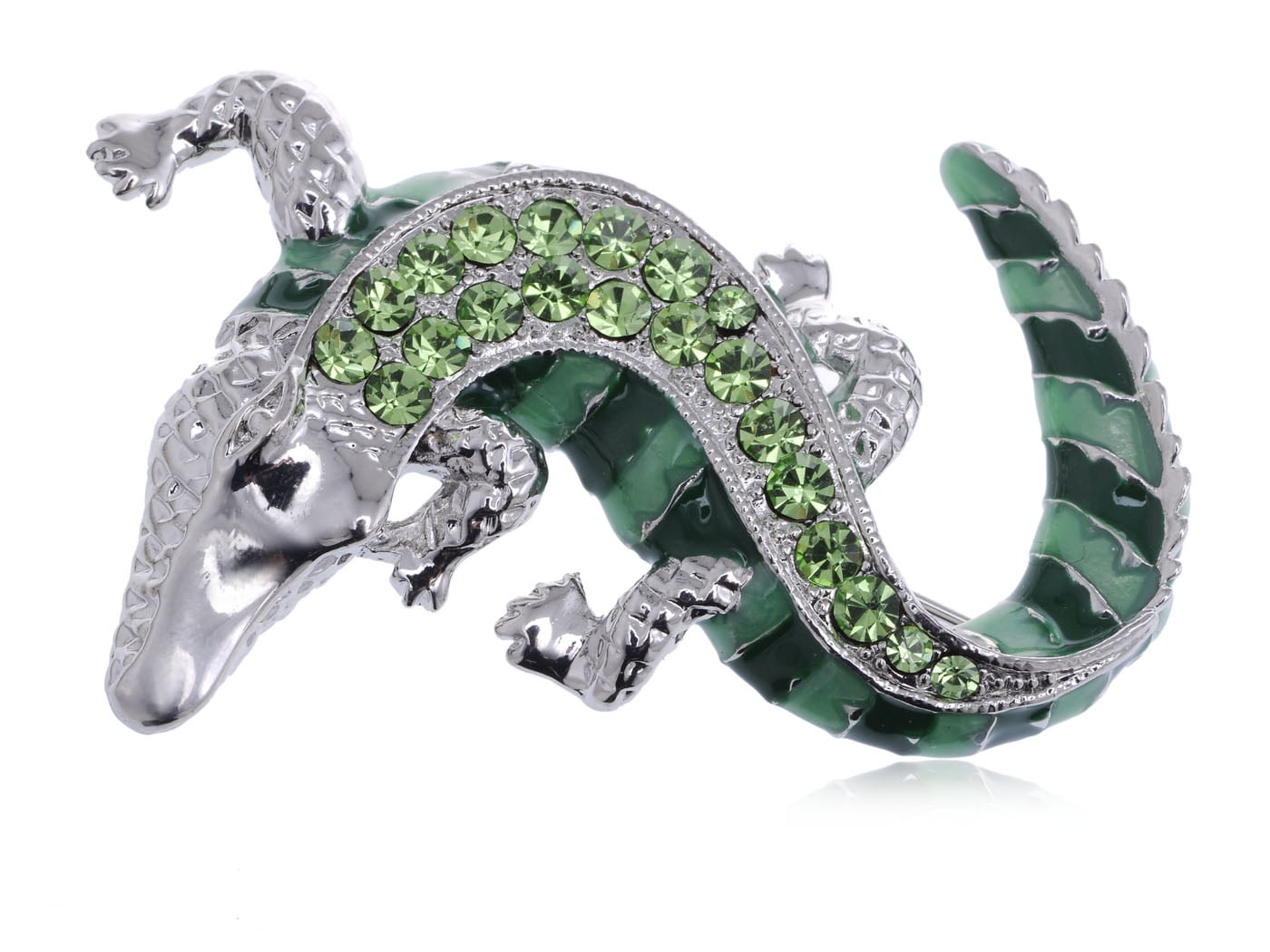 Green y Tone Crawling Alligator Crocodile Reptile Body Brooch Pin ...