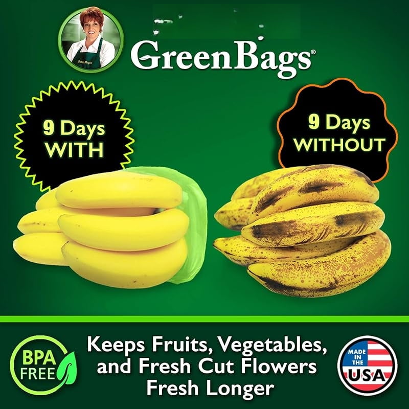 GreenBags 40-Pack (16M, 16L, 8XL) – Keeps Fruits, Vegetables, and Cut Flowers, Fresh Longer ...
