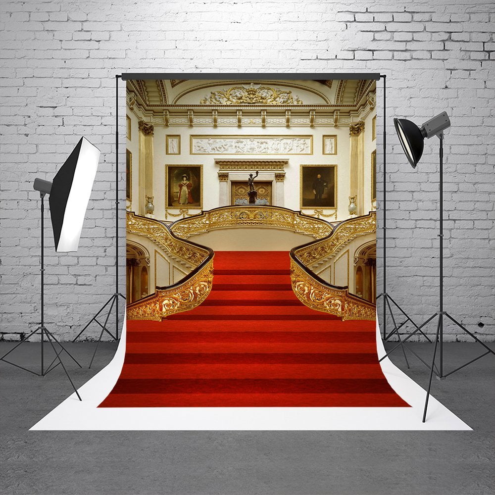 GreenDecor 5X7ft Background Photography Palace Red Carpet Vintage Stair ...