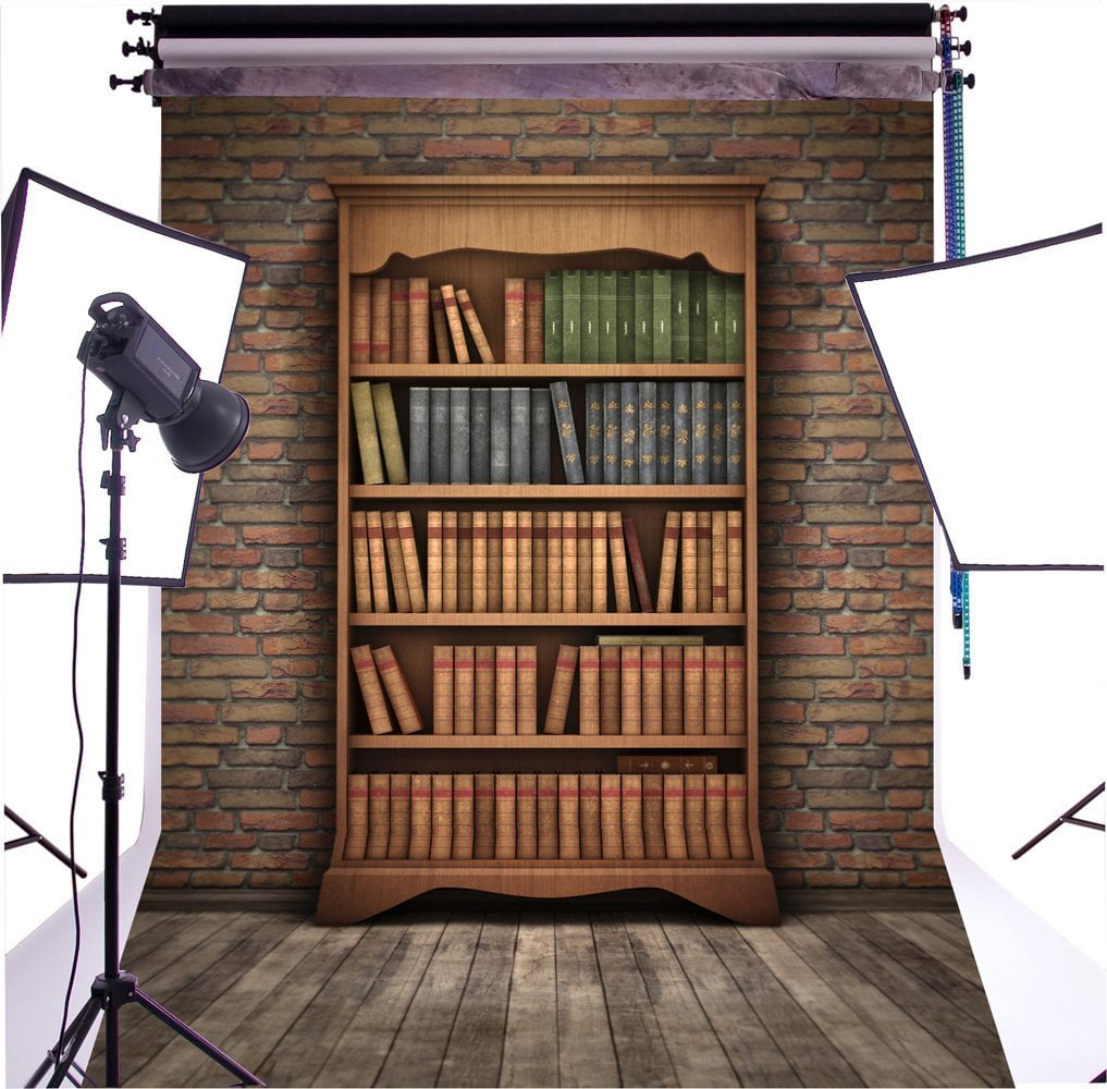 GreenDecor 5X7ft Retro Bookshelf Wall floor Backdrop photography ...
