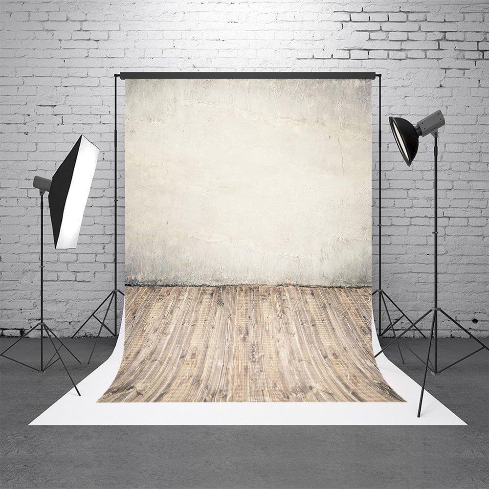GreenDecor 5X7ft White Wall Wood Floor Photography Backdrops for ...