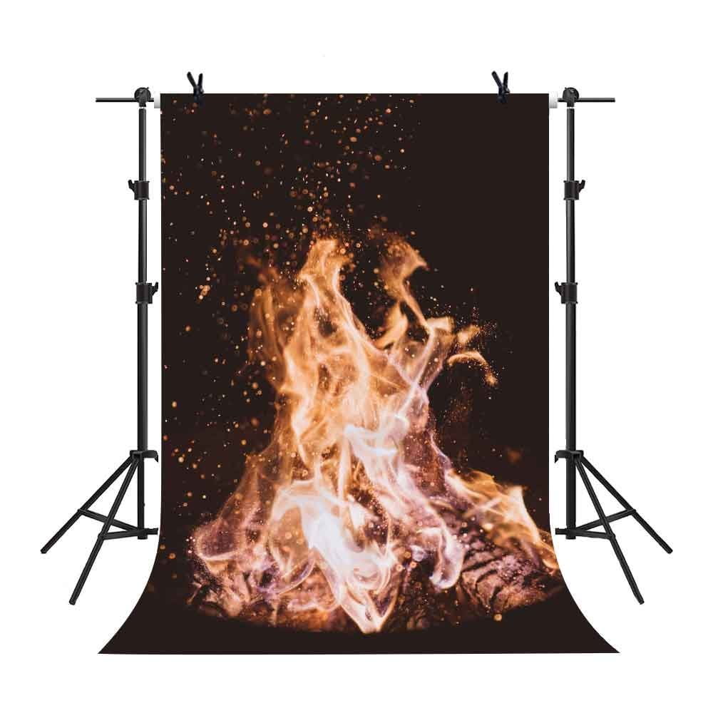 GreenDecor 5x7Ft Fire Bonfire Backdrop Wood Suburb Black Background ...