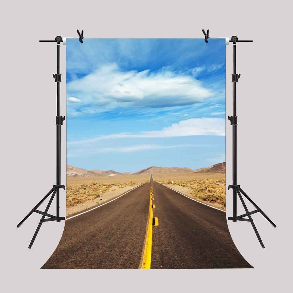 GreenDecor 5x7Ft Road Trip Backdrop Blue Sky Desert Western Highway ...