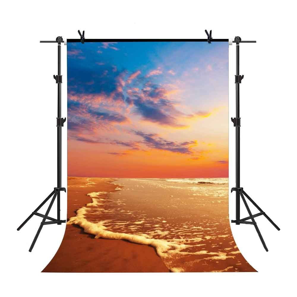 GreenDecor 5x7Ft Seaside Beach Backdrop Cloud Sunset Glow Background ...