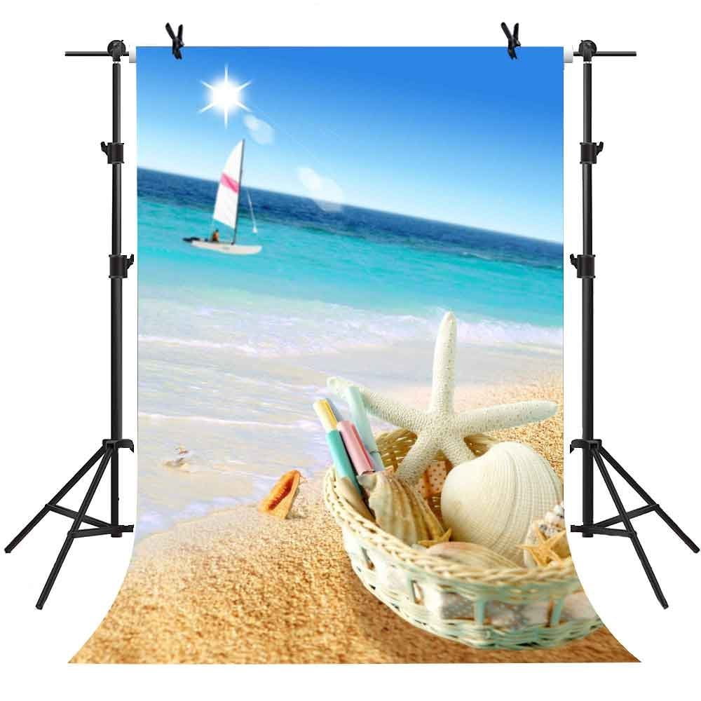 GreenDecor 5x7Ft Summer Seaside Backdrop Vacation Ocean Sailboat ...