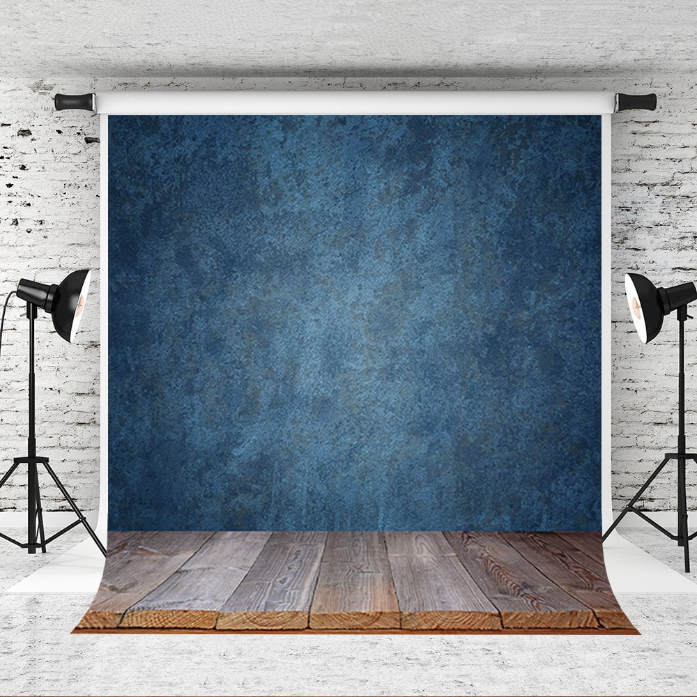 GreenDecor 5x7ft Abstract Retro Blue Photography Backdrop Brown Wood ...