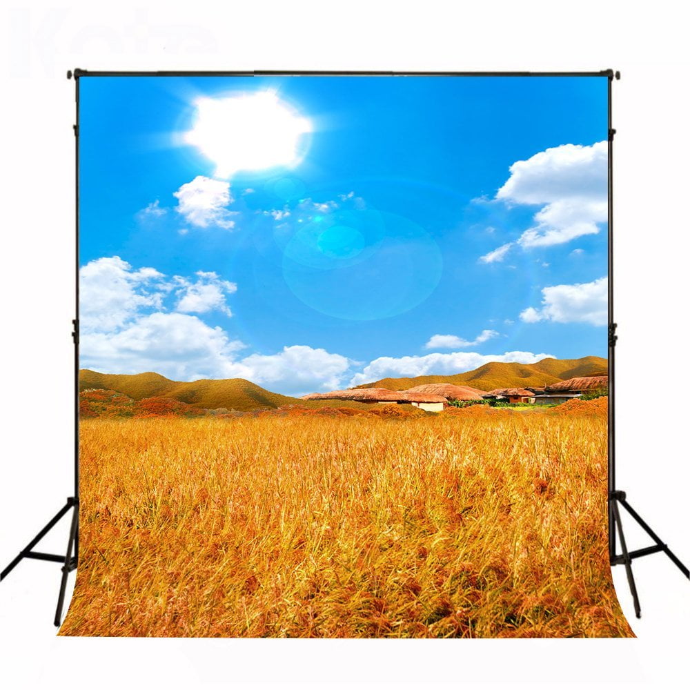 GreenDecor 5x7ft Autumn Photography Backdrops Golden Crops Background ...