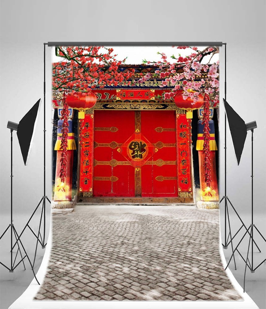 GreenDecor 5x7ft Backdrop Photography Background Red Wooden Gate ...