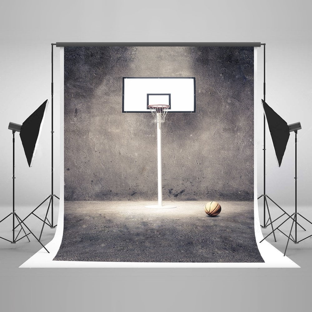 GreenDecor 5x7ft Basketball Photography Backdrops Grey Wall Photo ...