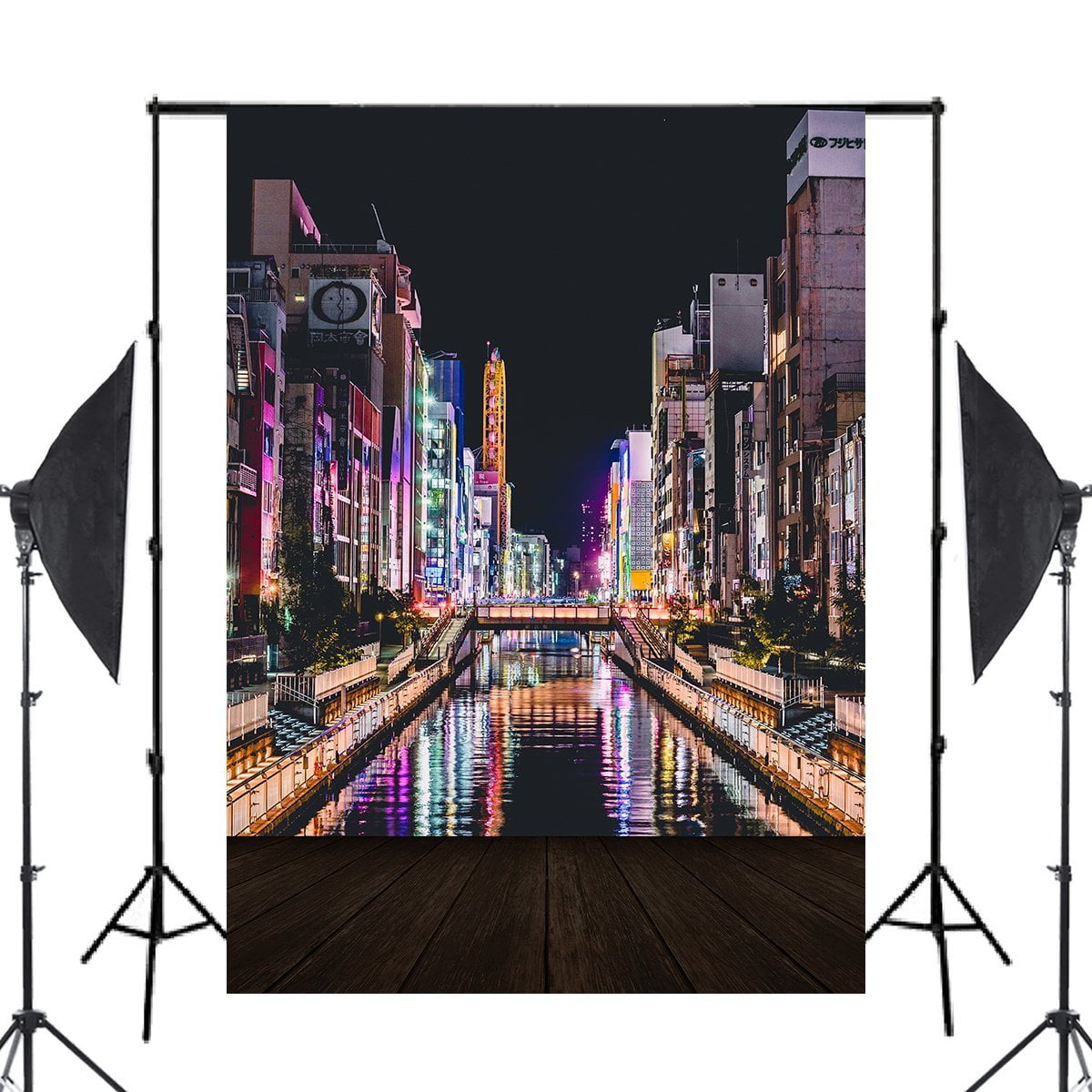 GreenDecor 5x7ft Beautiful Lake in the Night City Digital Printed ...