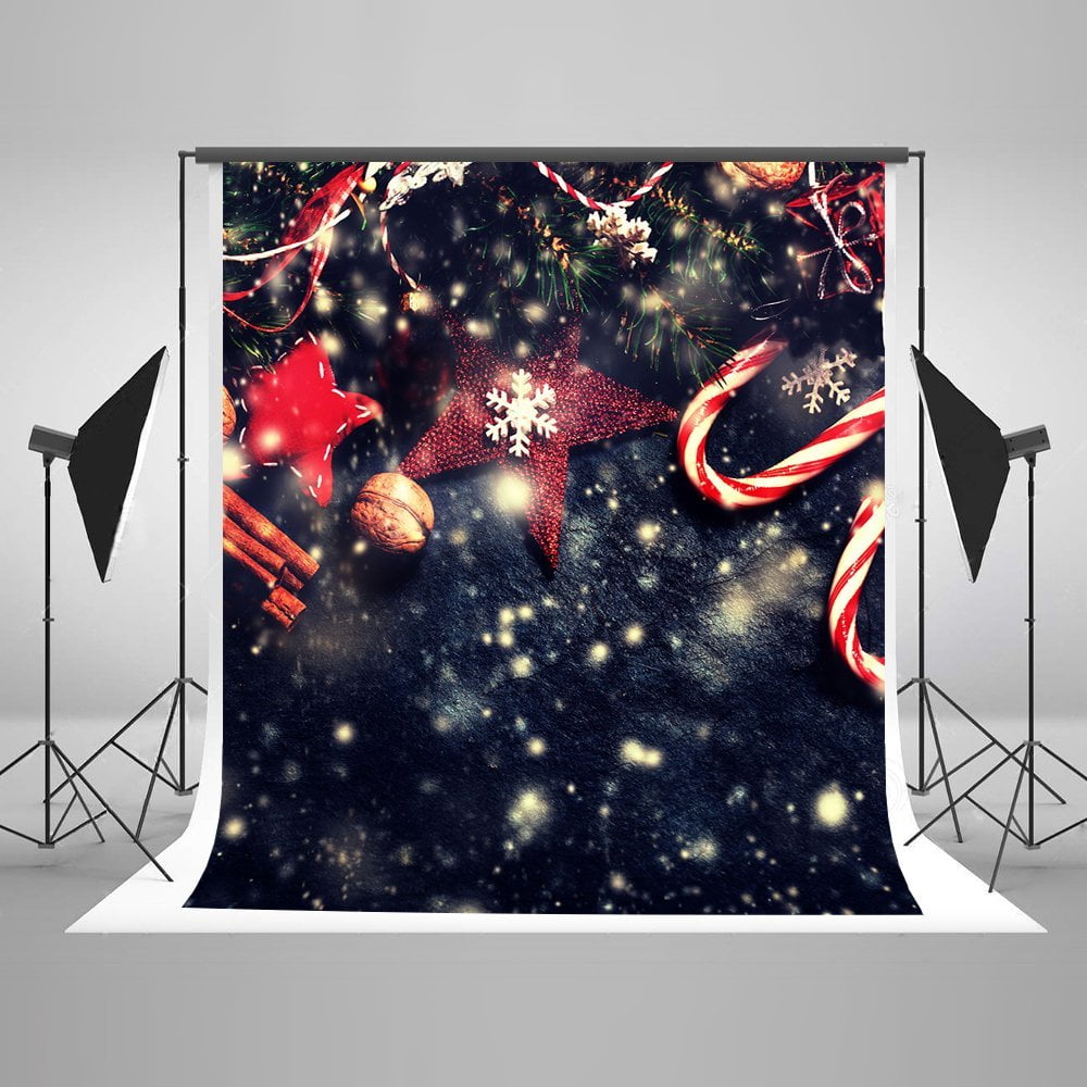 GreenDecor 5x7ft Black Photography Backdrops Start and Snowflake ...