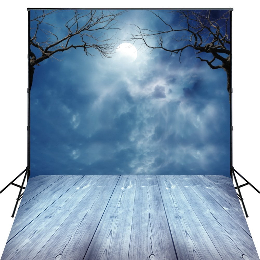 GreenDecor 5x7ft Blue Theme Gloomy Moon Halloween Theme Photography ...