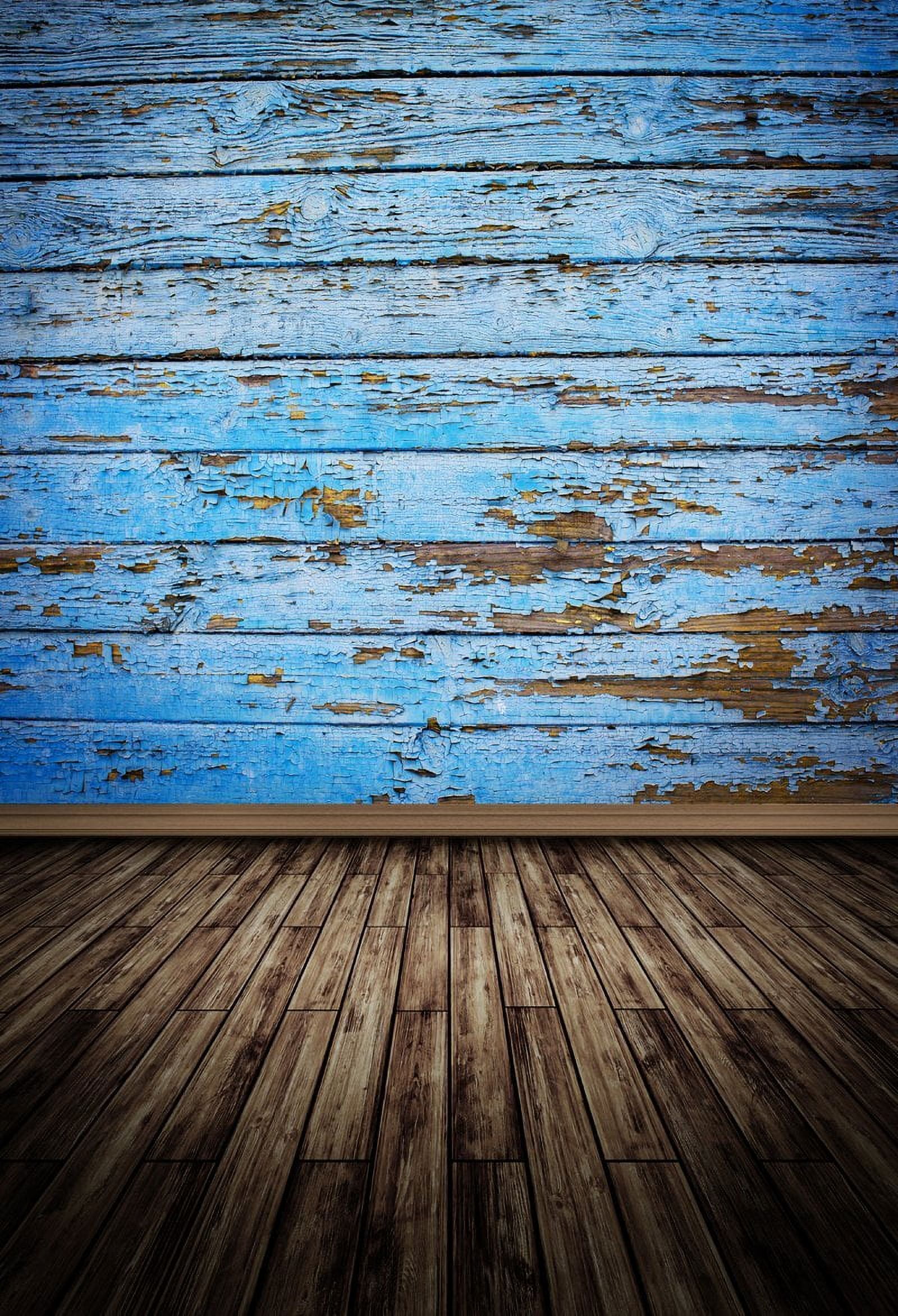 GreenDecor 5x7ft Blue Wood Floor Photography Backdrops Photo Props ...