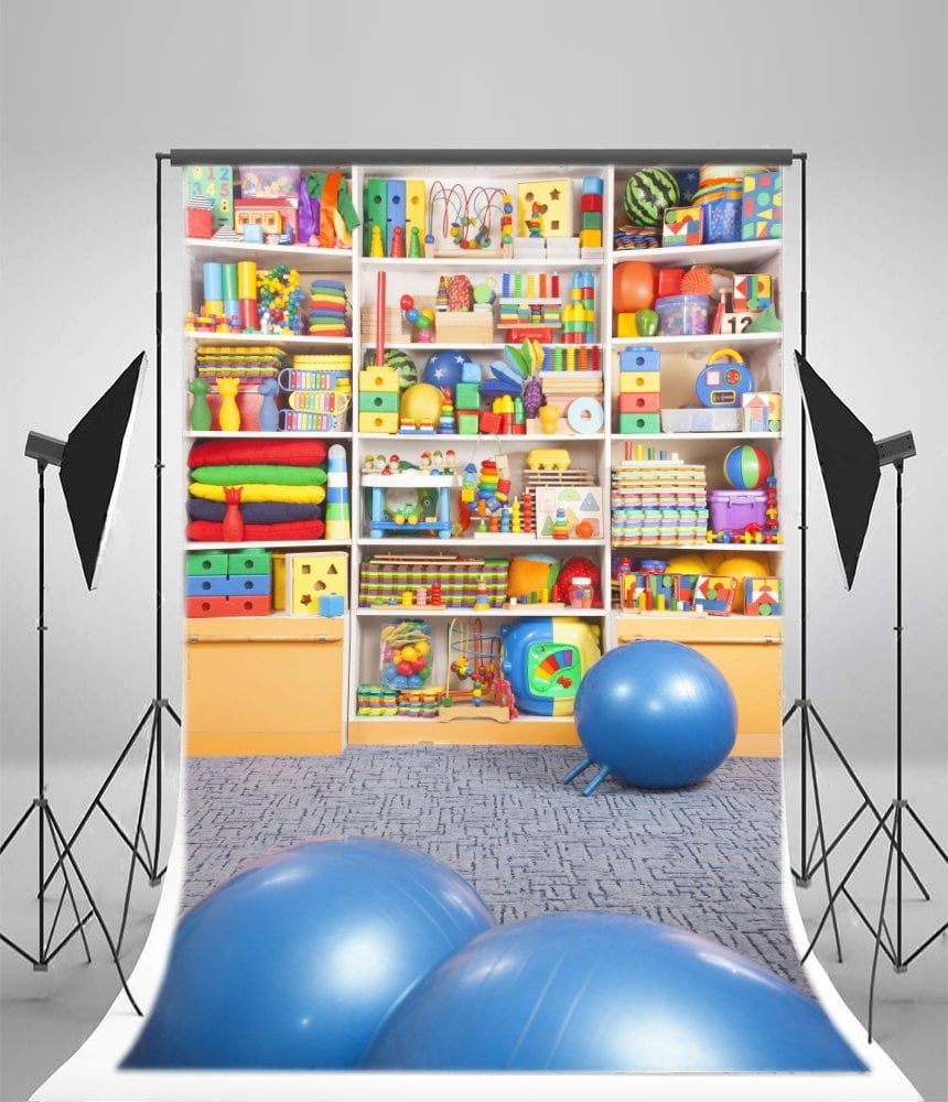 GreenDecor 5x7ft Cartoon Backdrop Photography Backdrops Toys Shop Blue ...