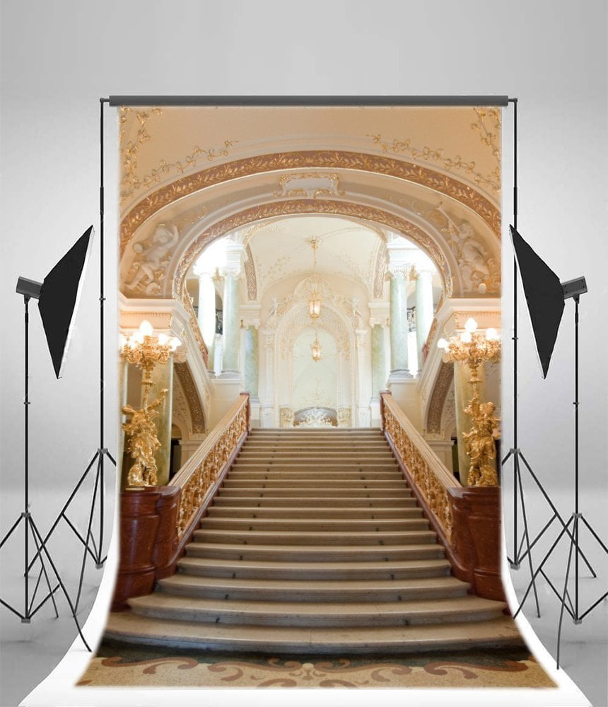 GreenDecor 5x7ft Castle Backdrop Interior Luxurious Palace Stair ...