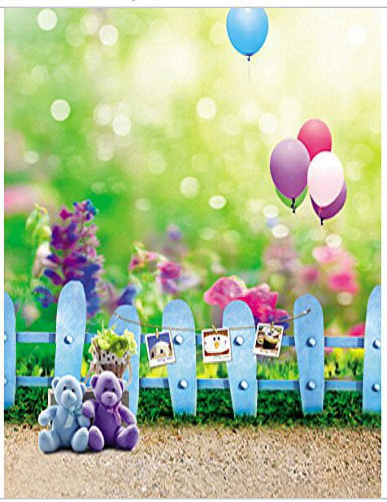 GreenDecor 5x7ft Children Style Fence Teddy Bear Cute Photography ...