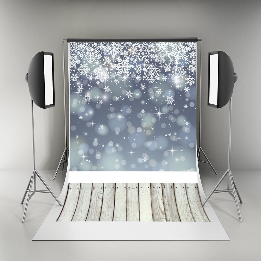 GreenDecor 5x7ft Christmas Backgrounds Snowflake Wood Floor Photography ...