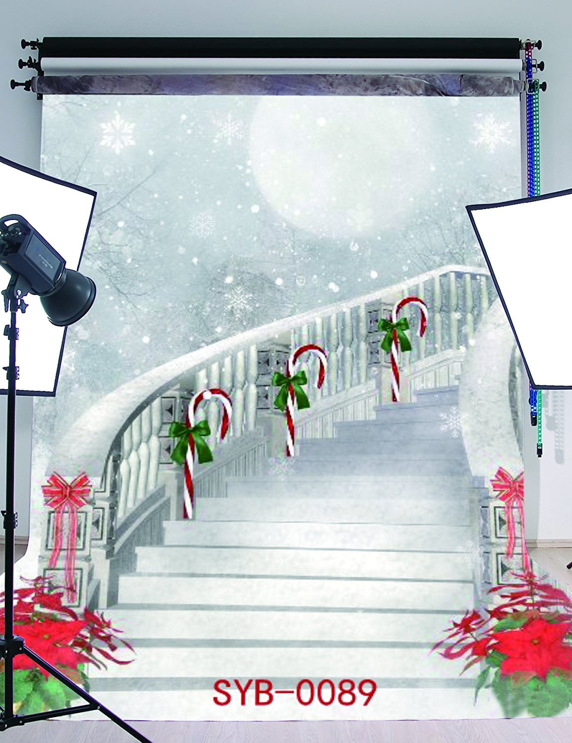 GreenDecor 5x7ft Christmas Decorations Snowflakes Stairs Festival Photo ...