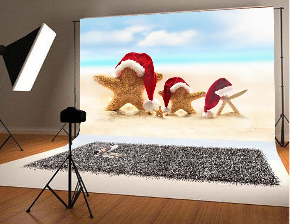 GreenDecor 5x7ft Christmas Photo Backdrop Seaside Party Background ...