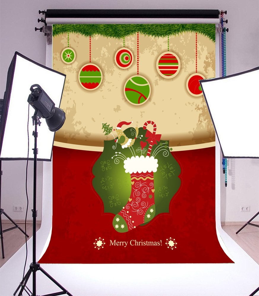 GreenDecor 5x7ft Christmas Picture Backdrop Studio Props Merry ...
