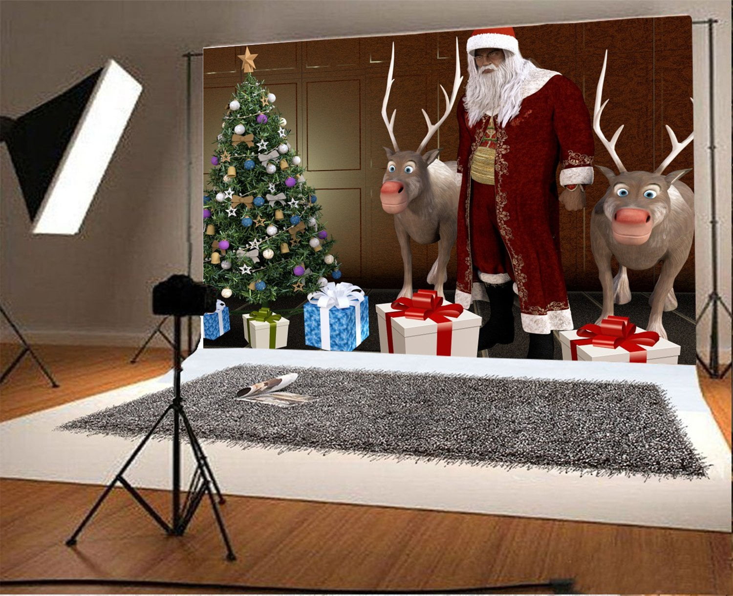 GreenDecor 5x7ft Christmas Snow Scene Santa Claus Backdrop Studio Props ...