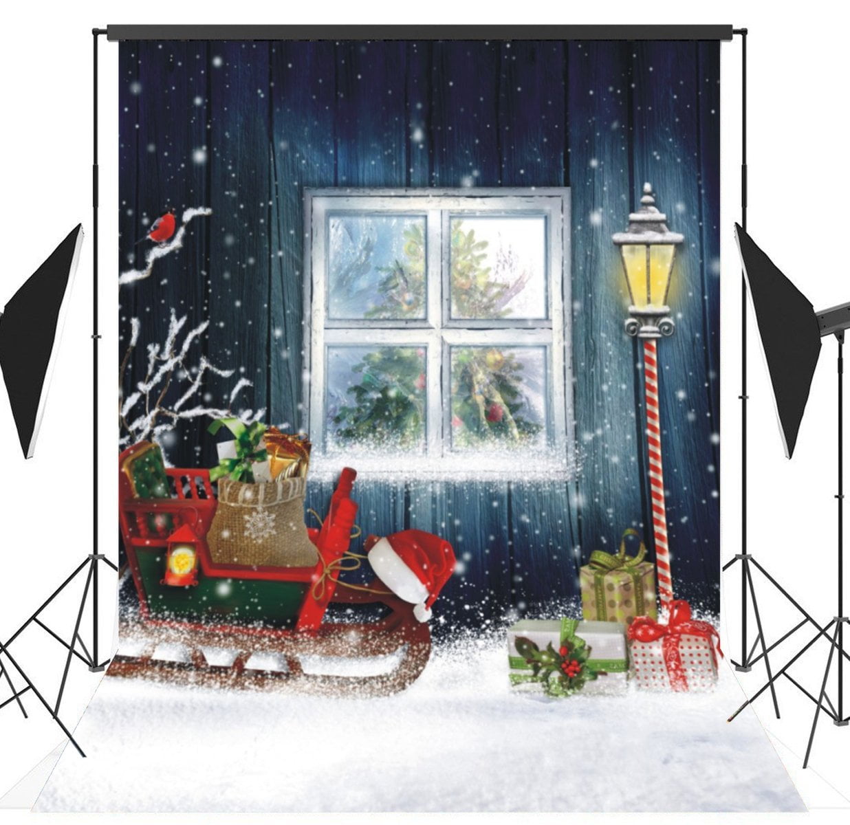 GreenDecor 5x7ft Christmas Theme Santa Clause Sleigh Photography ...