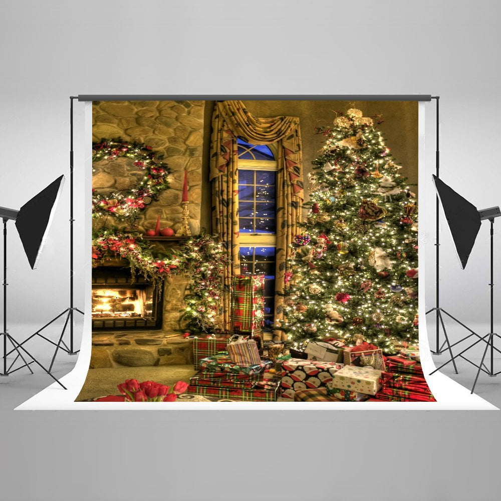 GreenDecor 5x7ft Christmas Wreath Fireplace Digital Printed Photography ...