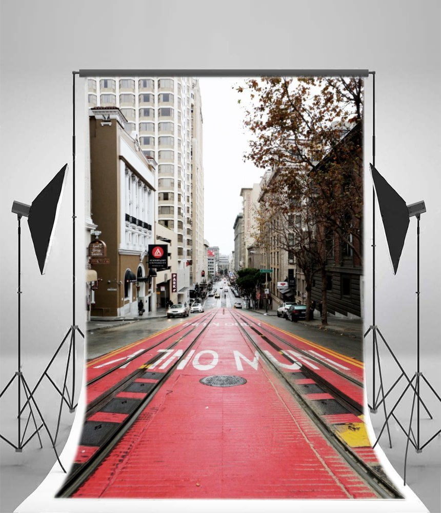 GreenDecor 5x7ft Cityscape Street Backdrop Modern Building Traffic ...