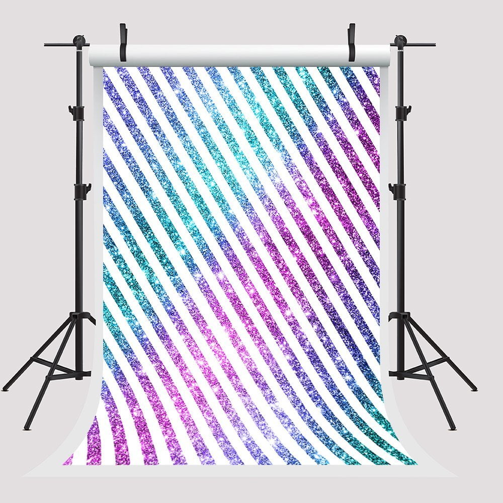 GreenDecor 5x7ft Colorful Golden and White Stripe Baby Birthday Party ...