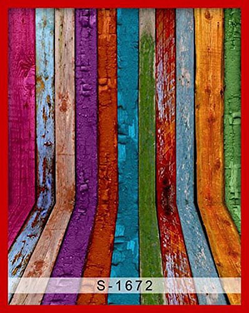 GreenDecor 5x7ft Colorful Paint Wood Wall Floor Photography Studio ...