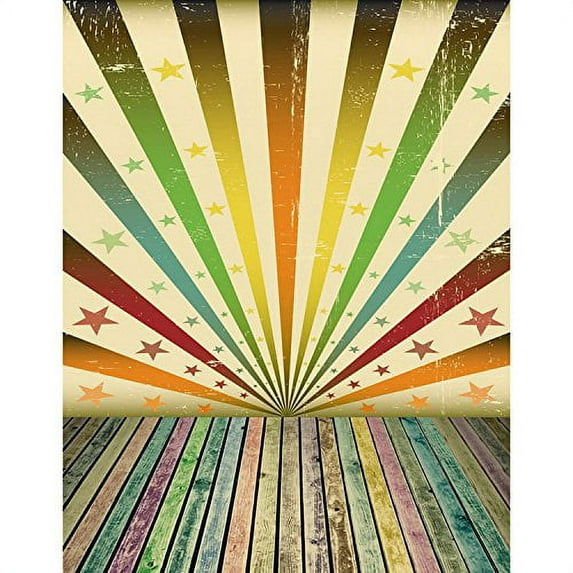 GreenDecor 5x7ft Colorful Radial Star Lines Wood Floor Boards Plank ...