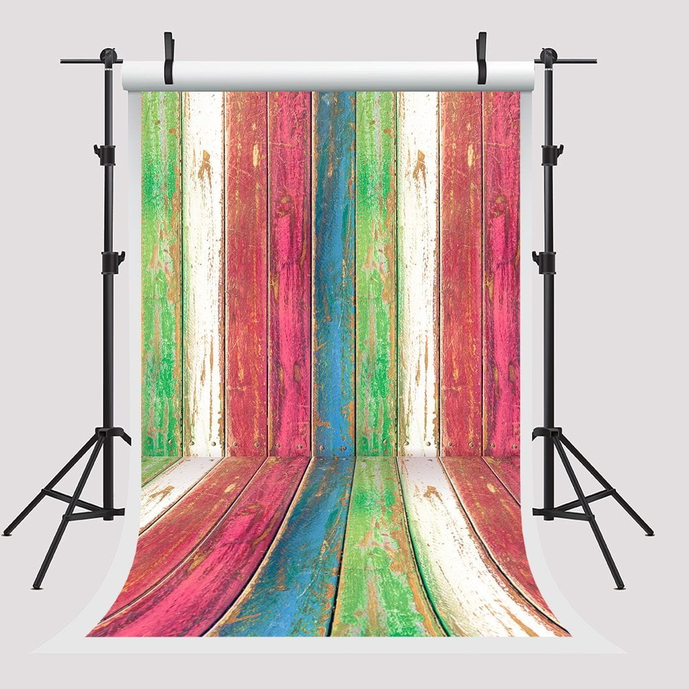 GreenDecor 5x7ft Colorful Wood Photography Backdrops Retro Style Winkle ...
