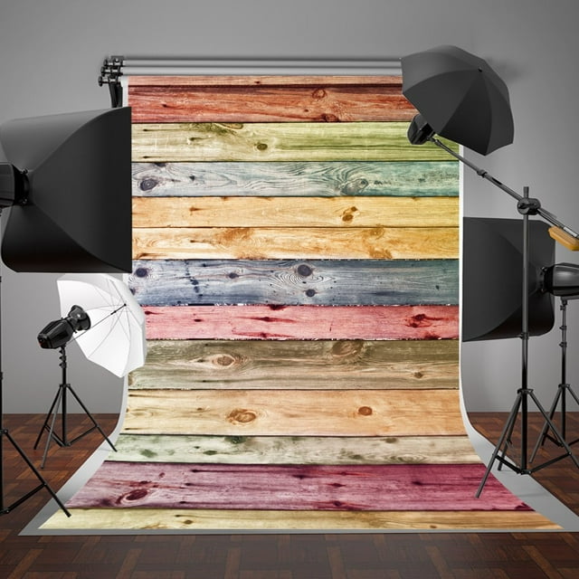GreenDecor 5x7ft Colorful Wood Wall Photography Background Horizontal ...