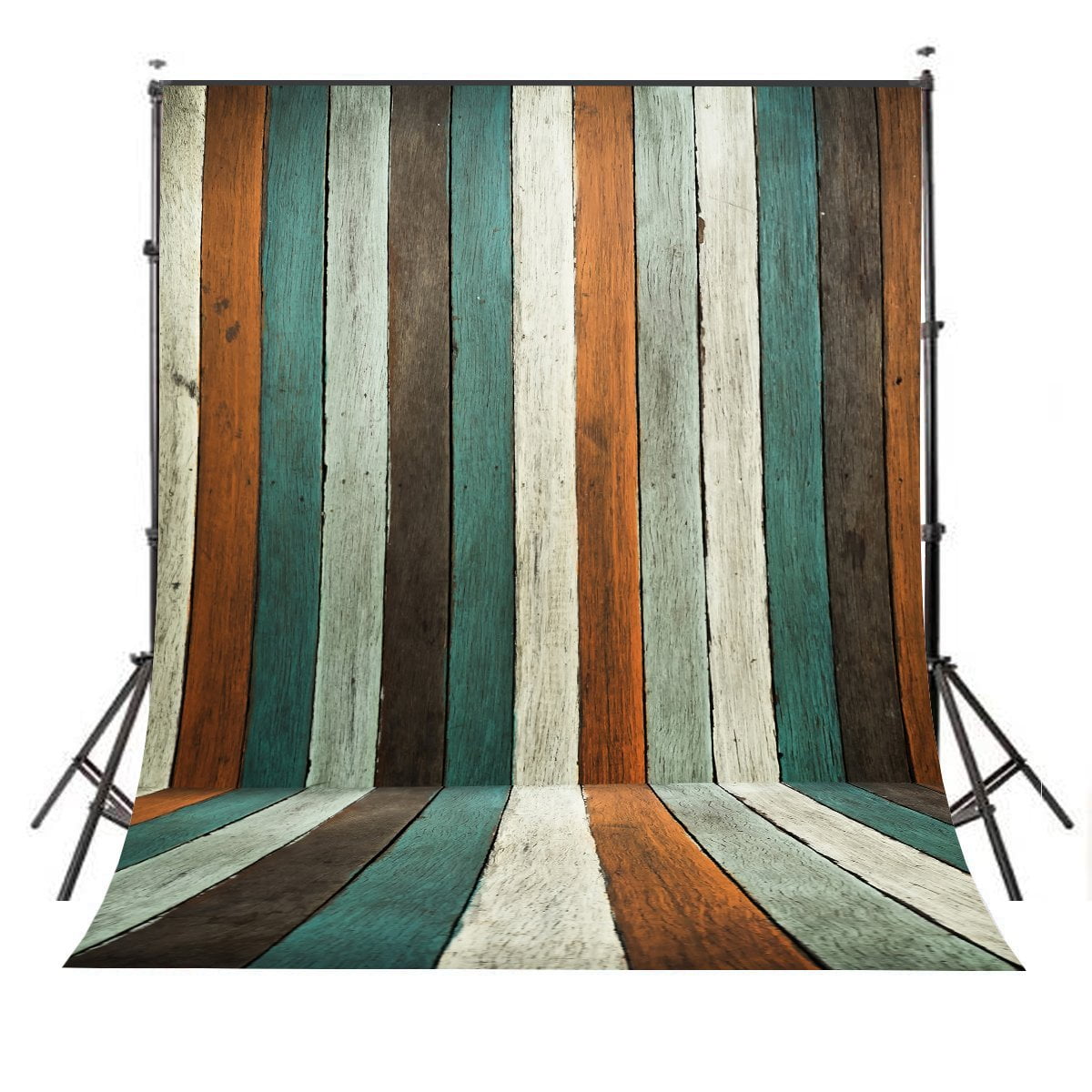 GreenDecor 5x7ft Colorful Wooden Wall & Floor Photo Backdrop Photo ...