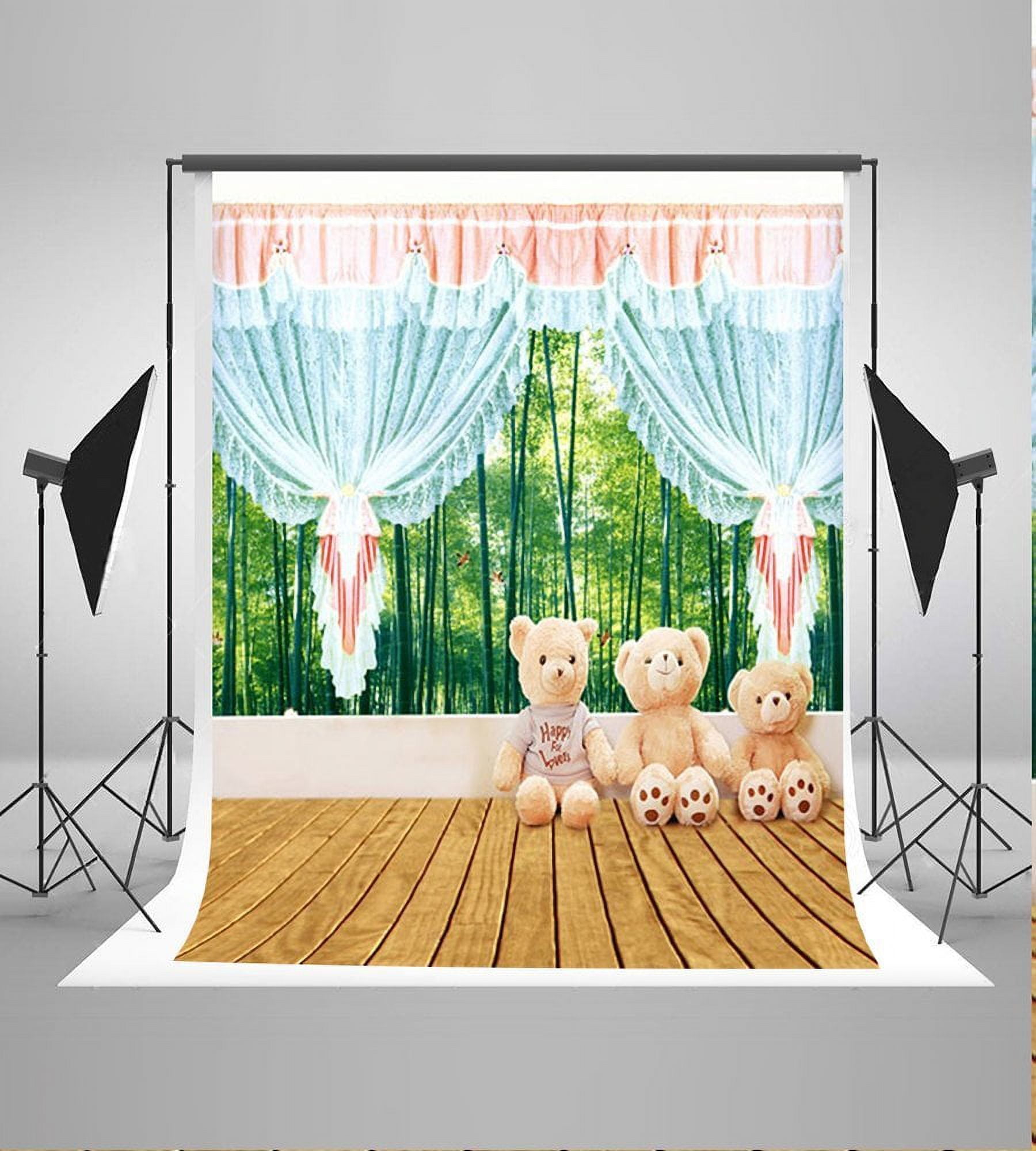 GreenDecor 5x7ft Cute Children Photo Backgrounds Three Bears Curtain ...