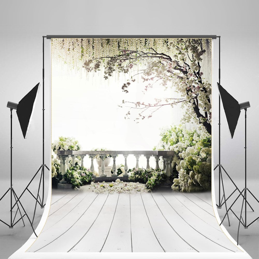 GreenDecor 5x7ft Digital Photography Backdrops Brick Floor White ...