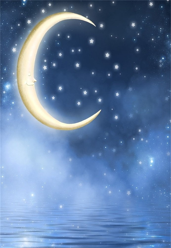 GreenDecor 5x7ft Dreamy Crescent Moon Backdrops Hazy Starry Sky ...